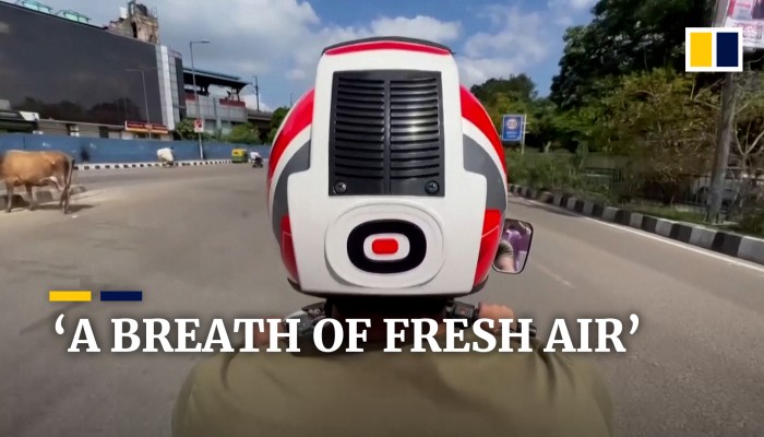Anti Pollution Motorcycle Helmet Gives Bikers A ‘breath Of Fresh Air In India South China